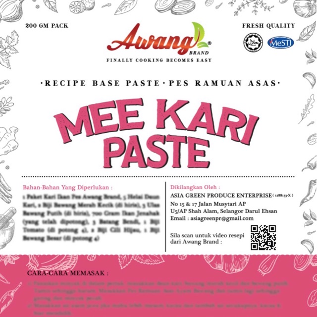 Mee Kari Awang Brand Cooking Paste 180g x 5 packets | Shopee Malaysia