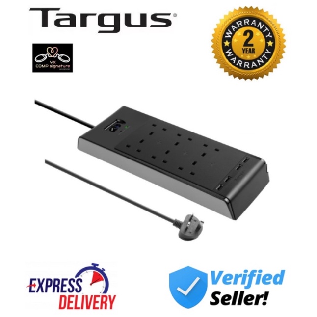 Targus Smart Surge 6 Outlet 4 USB Port/4 Outlet 2 USB Port Socket ...