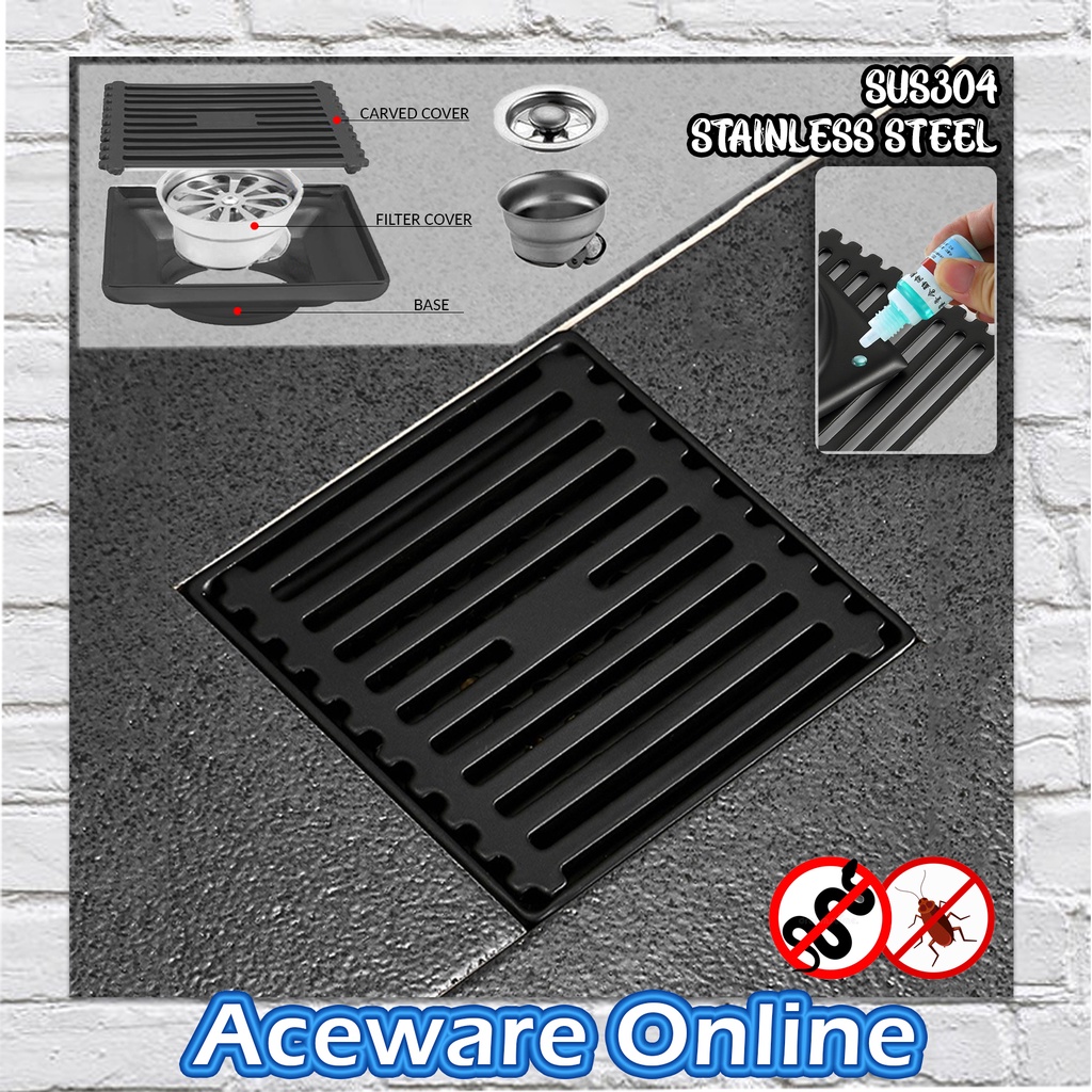 304 Stainless Steel Black Floor Drain Floor Trap Floor Grating With ...