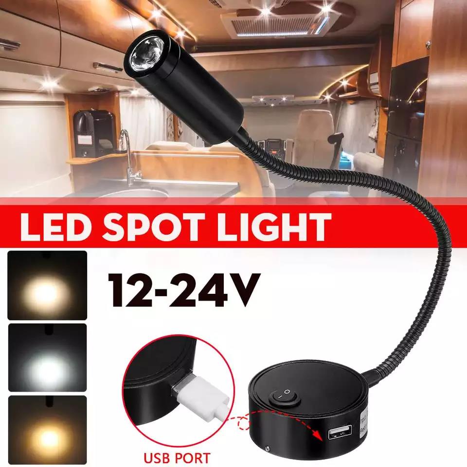 12V-24V Interior LED Reading Spot Light Bedside Wall Mounted LED Lamp ...