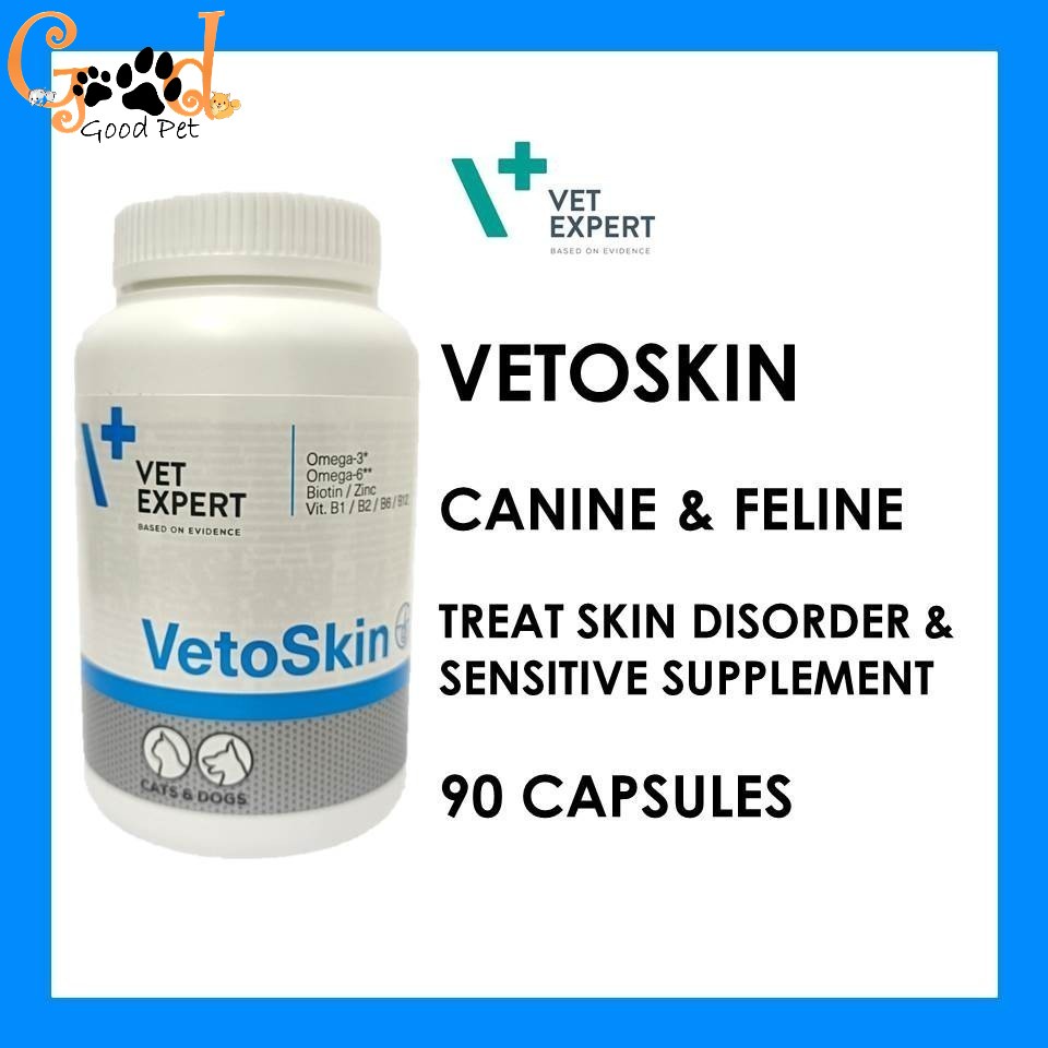 VetExpert VETOSKIN for Cats & Dogs 90 Capsules (Twist Off) - treat skin ...