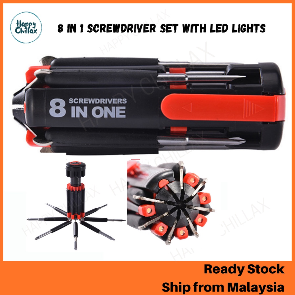 8 in 1 Screwdriver Set with LED Lights | Shopee Malaysia