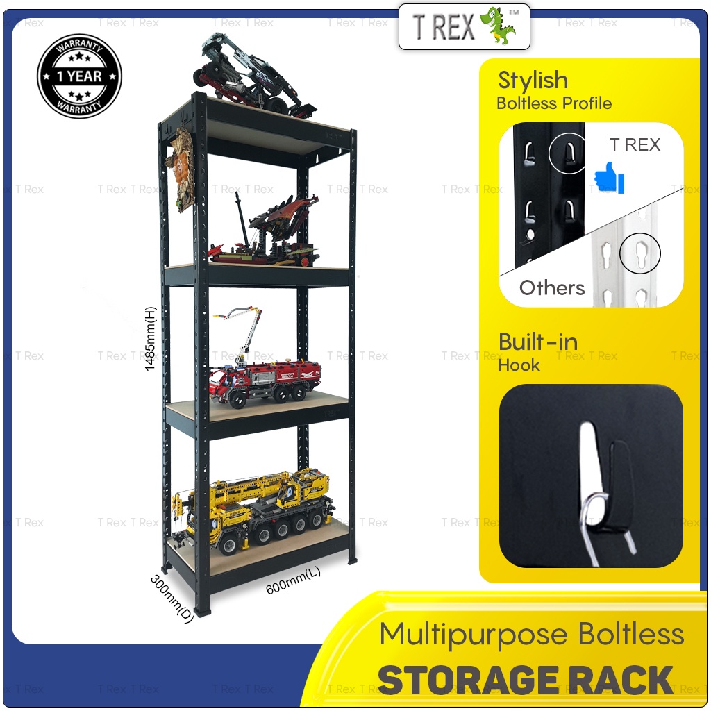 T Rex Multipurpose 4 Tier or 5 Tier Boltless Storage Rack / Shelf ...