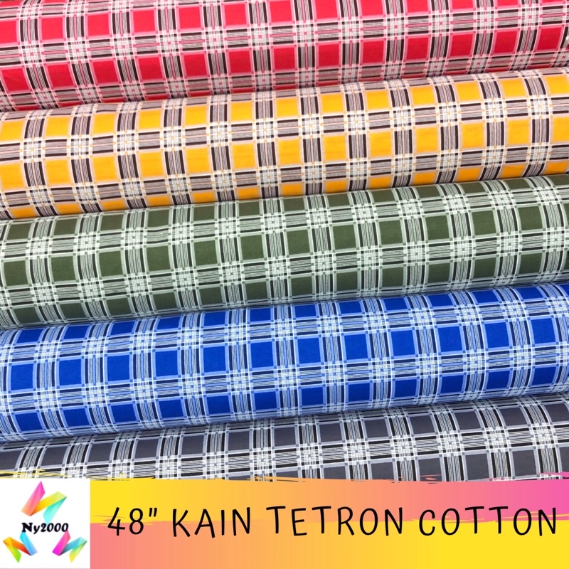 Kain Tetron Cotton TC (Polyester) Corak Petak Kotak Cantik (Bidang 48 ...