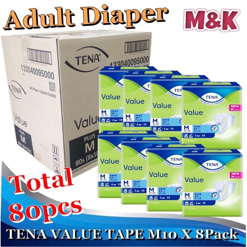 TENA VALUE TAPE M10’s/L8’s/XL8’s X 8packs (1Ctn) | Shopee Malaysia