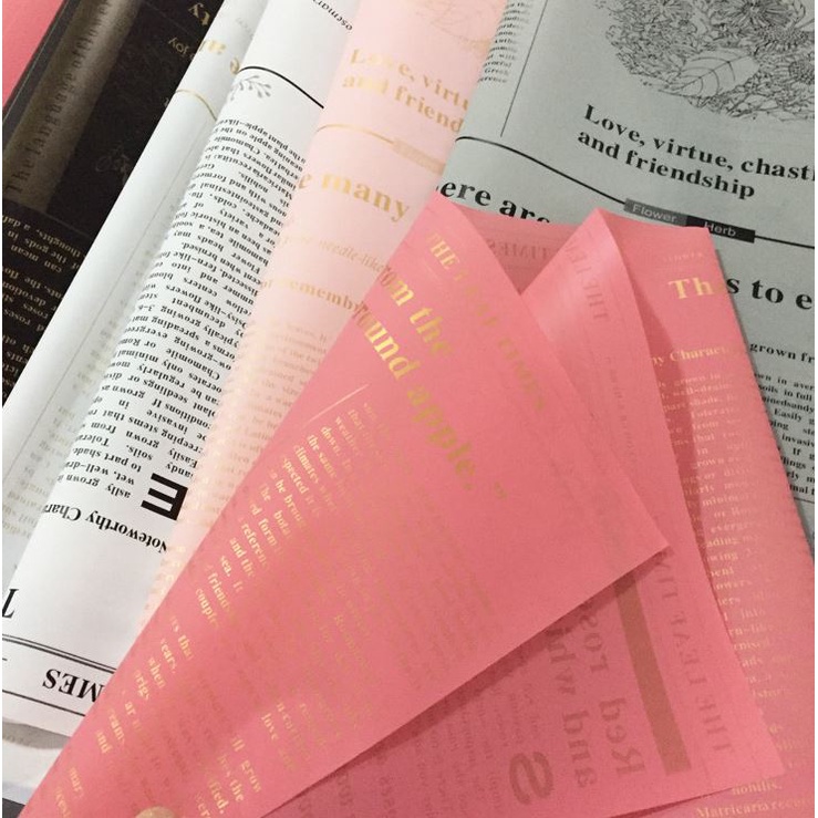60*60cm Newspaper English Alphabet Waterproof Flower Wrapping Paper ...
