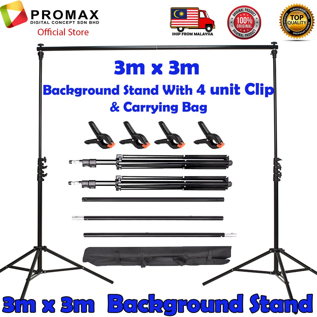 3x3m Background Stand Kit Easy Setup Telescopic Heavy Duty Photography ...