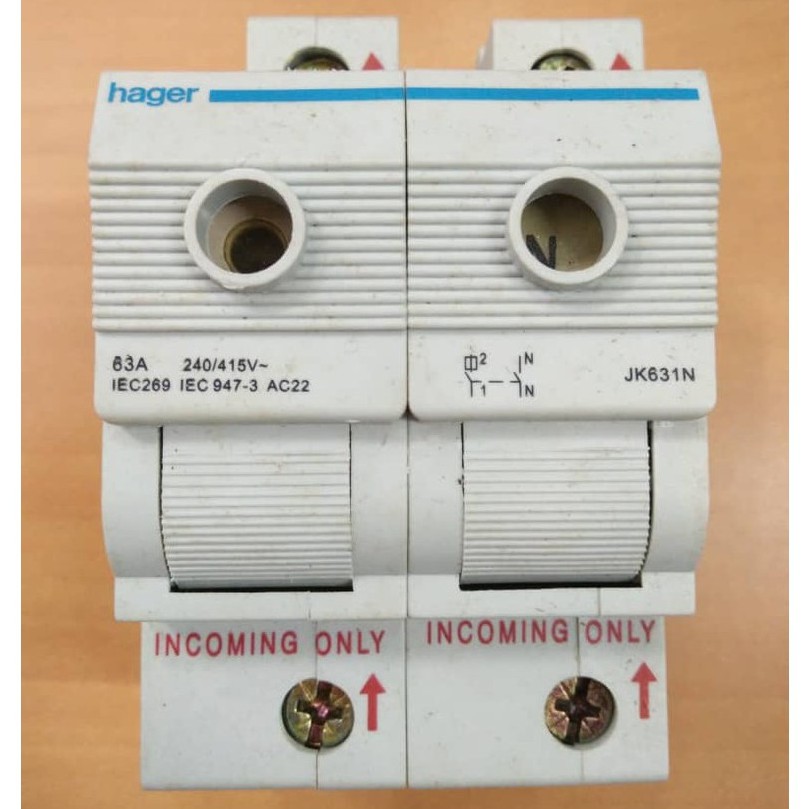 🔥BEST PRICE + READY STOCK🔥 HAGER 63A 1P + Neutral Switch Fuse 2 Modules ...