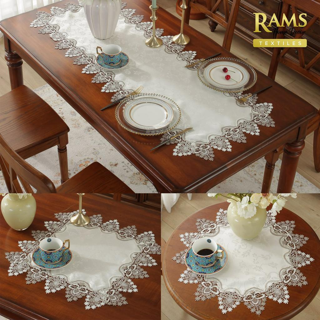 Embroidered Lace Table Runner / Dining Table Runner For 6 8 10 Seater ...