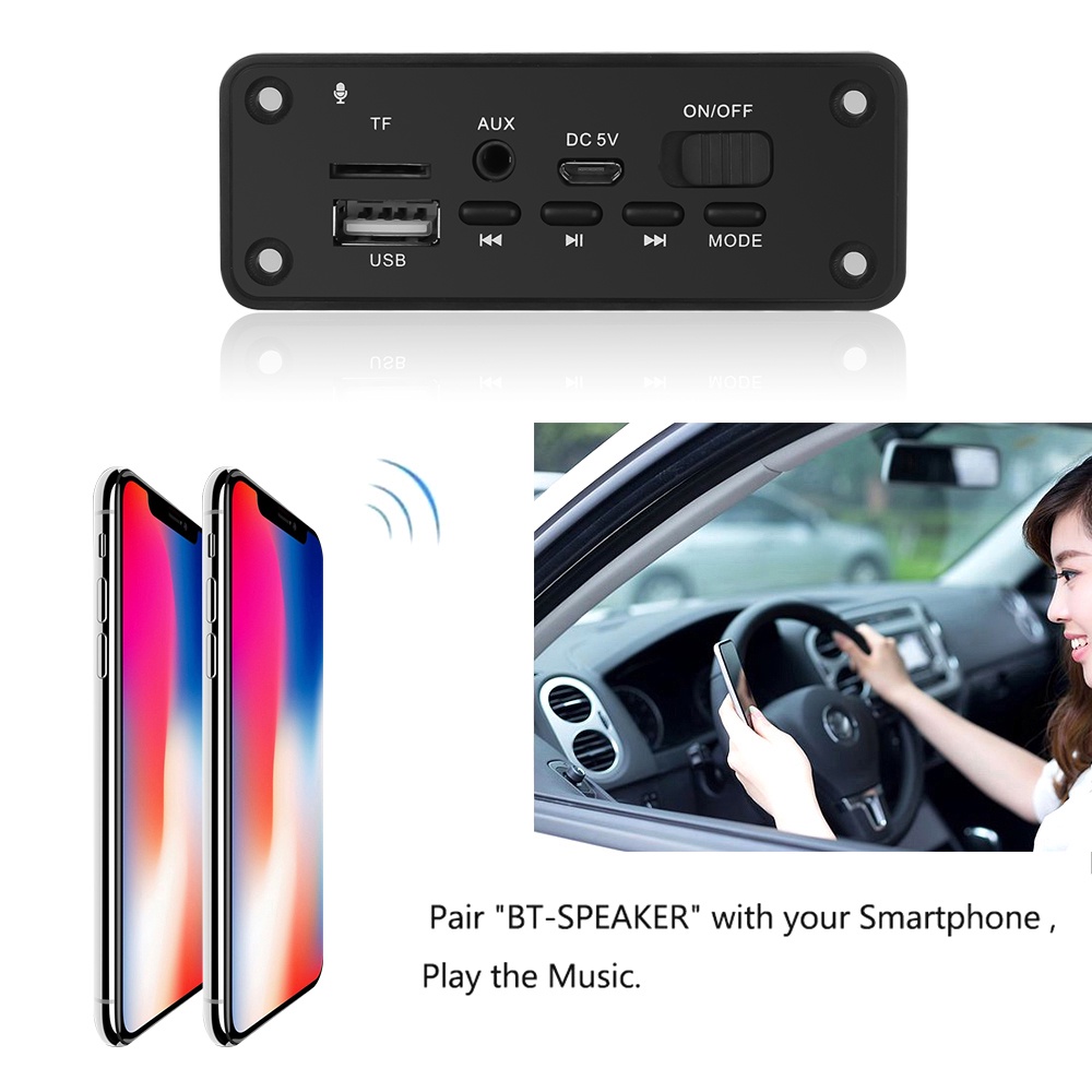 2X3W Amplifier Bluetooth 5.0 MP3 Player WMA Decoder Board Car Speaker ...