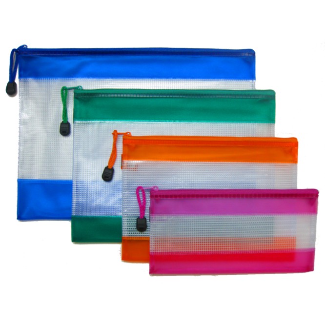 Plastic Zip Folders Zipper File Bag Mesh Document Bag DL A4 A5 B4 B5 ...