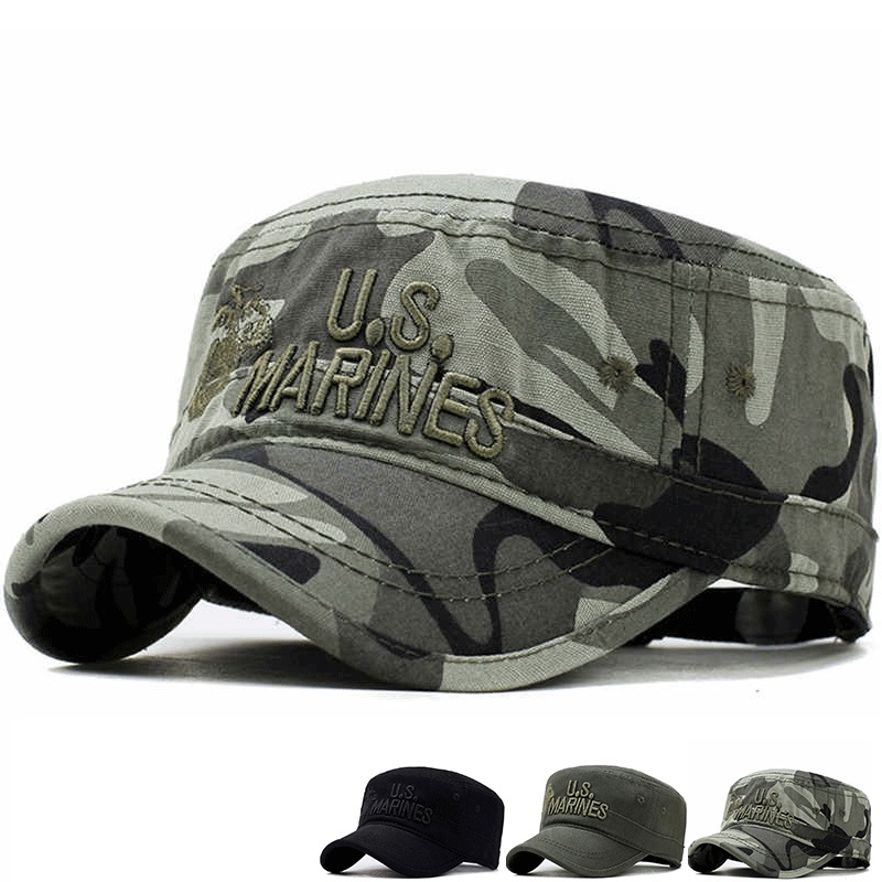 New Letter Embroidery Flat Top Camouflage Baseball Cap Cotton ...