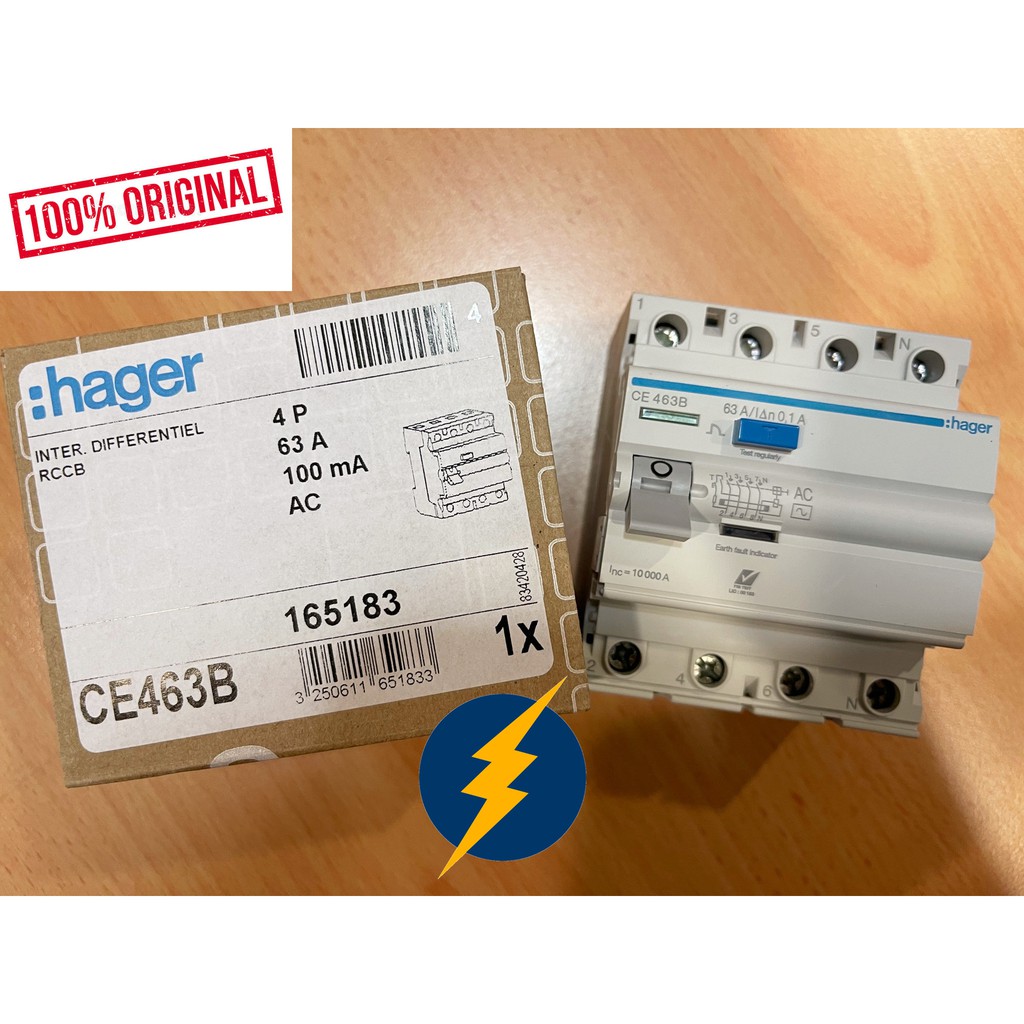 HAGER CE463B 63AMP 4 POLE 100mA RCCB ELCB | Shopee Malaysia