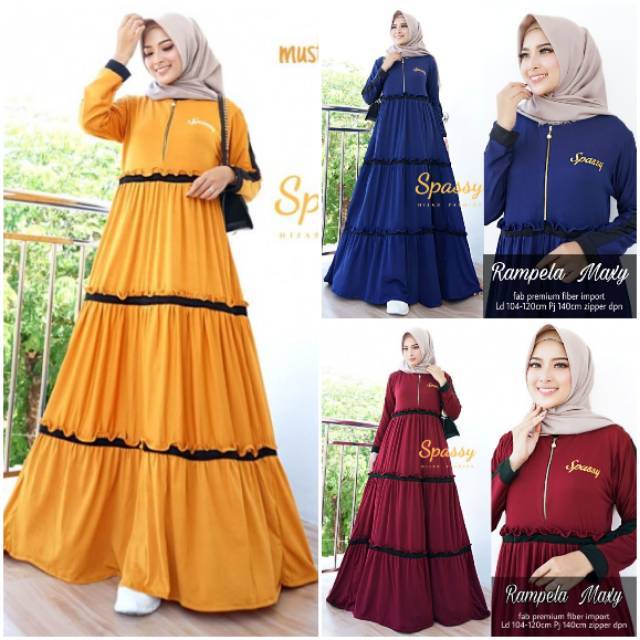 Rampela Gamis Jumbo Mustard Navy Maroon Coksu | Shopee Malaysia