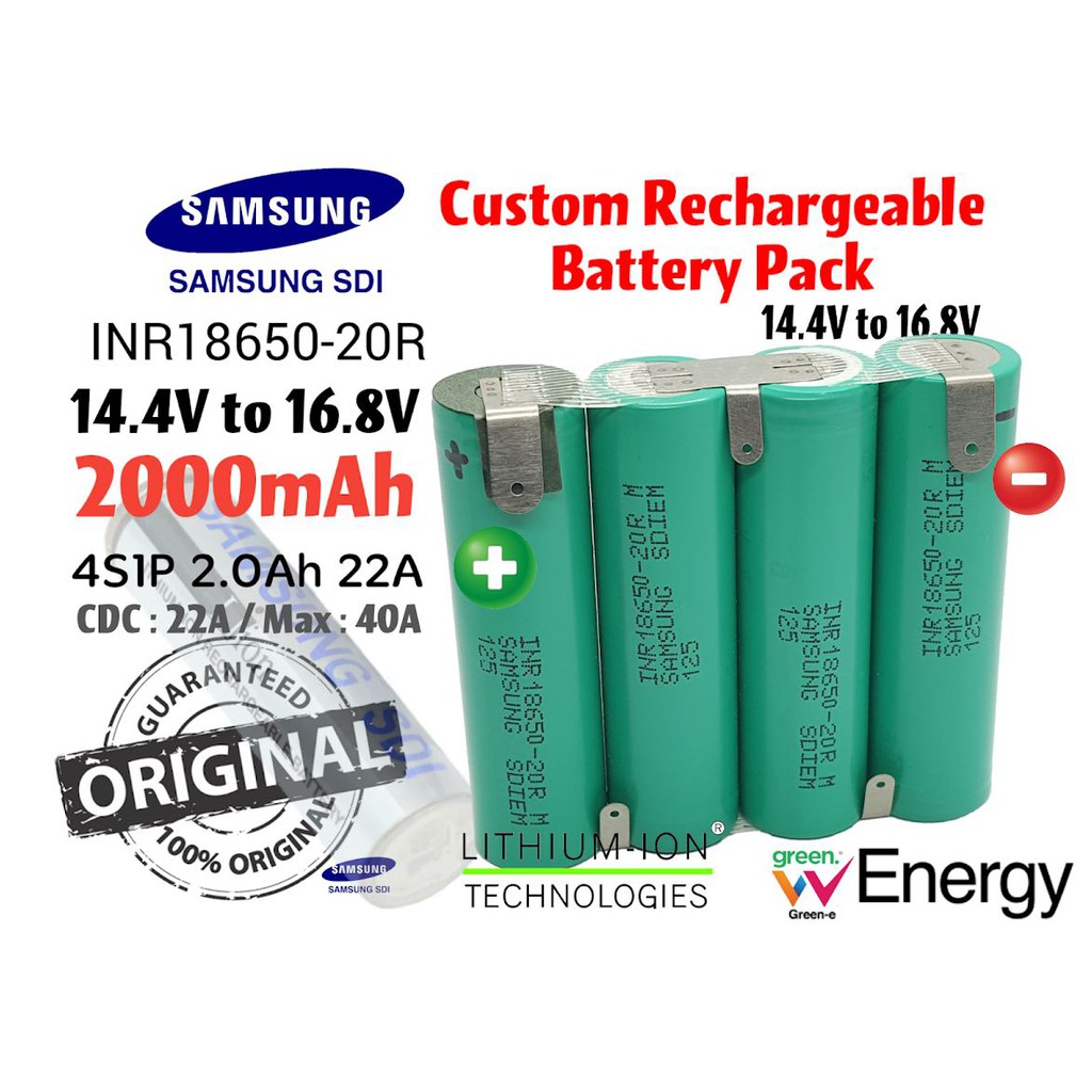 Samsung Rechargeable Battery Pack 14.4v 4S1P 2.0Ah 2000mAh 22 Amp ...