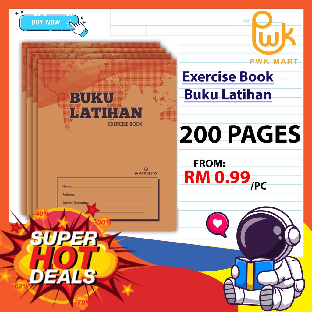 200 PAGES Exercise Book/ Buku Tulis Sekolah / Buku Latihan / Kraft ...