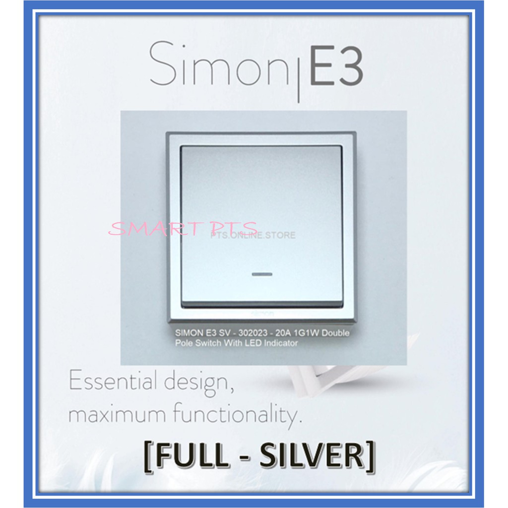 SIMON E3 Silver 20A 1Gang 1Way / 2 Way Double Pole Switch with LED ...