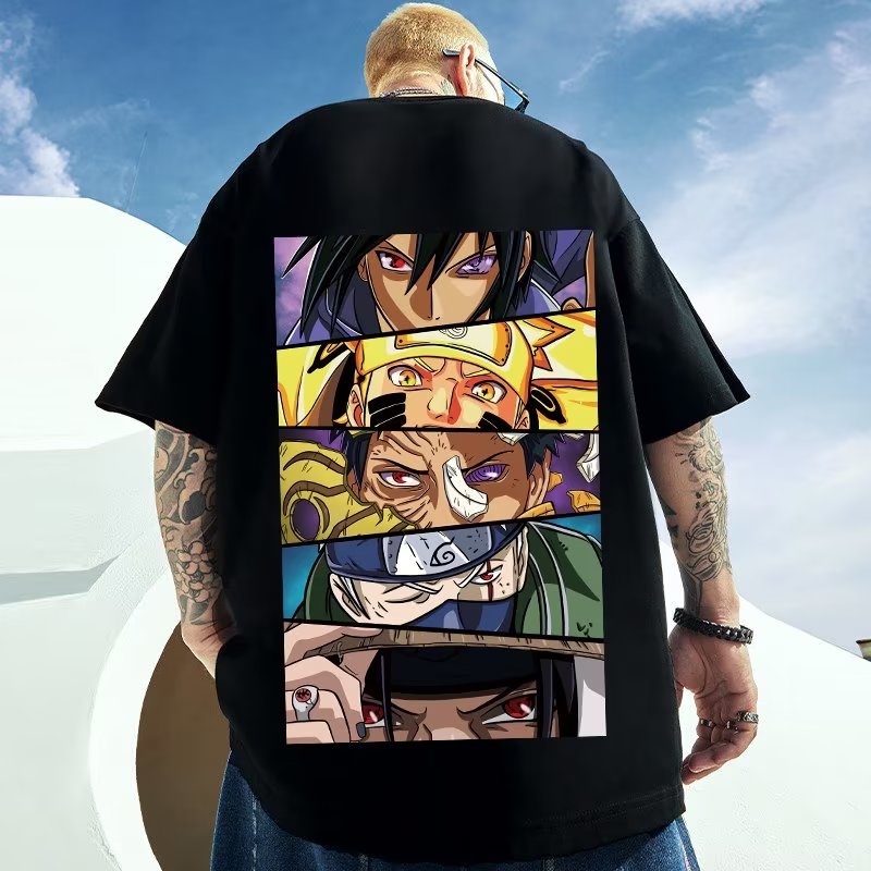 summer trend ins cartoon anime naruto printed short-sleeved T-shirt ...