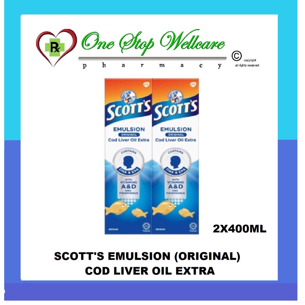 SCOTT'S EMULSION (ORIGINAL) COD LIVER OIL EXTRA 2X400ML (EXP: 06/2026 ...