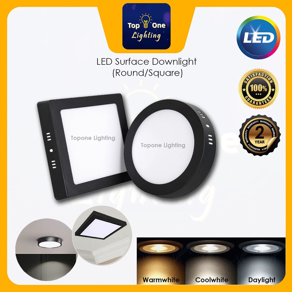[2 YEARS WARRANTY] LED Surface Downlight Round/Square 12W 18W 24W LED ...