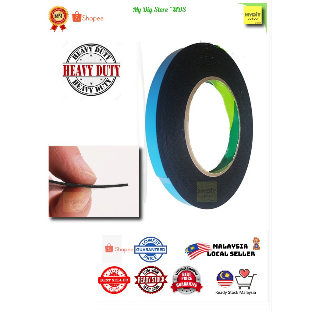 【MDS】Heavy Duty DOUBLE SIDED FOAM TAPE 12mm x 8 meter (1 ROLL) | Shopee ...