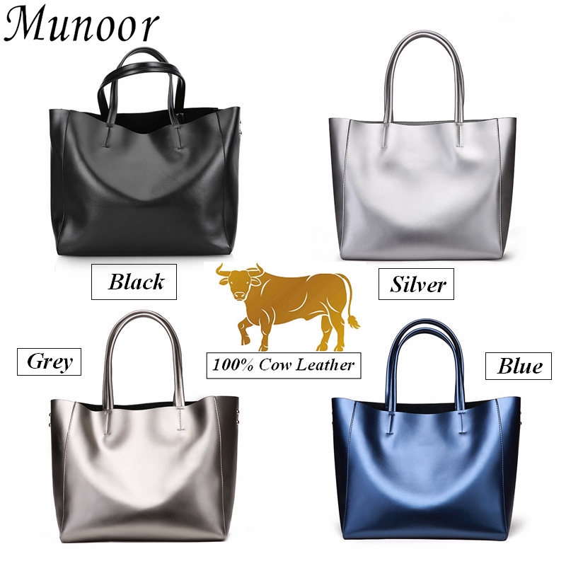 Munoor 100% Genuine Cow Leather Women Tote Bag Large Capacity Top ...