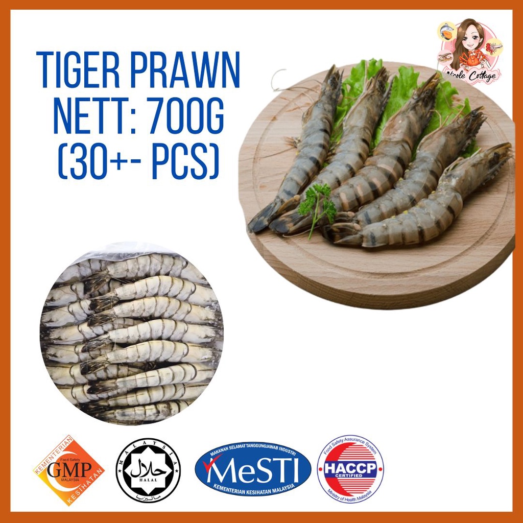 Premium Tiger Prawn/Udang Harimau/Tiger Shrimp Fresh 1kg 30pcs ...