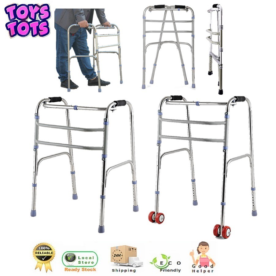 Height Adjustable Foldable Stainless Steel Medical Walker Frame Crutch ...