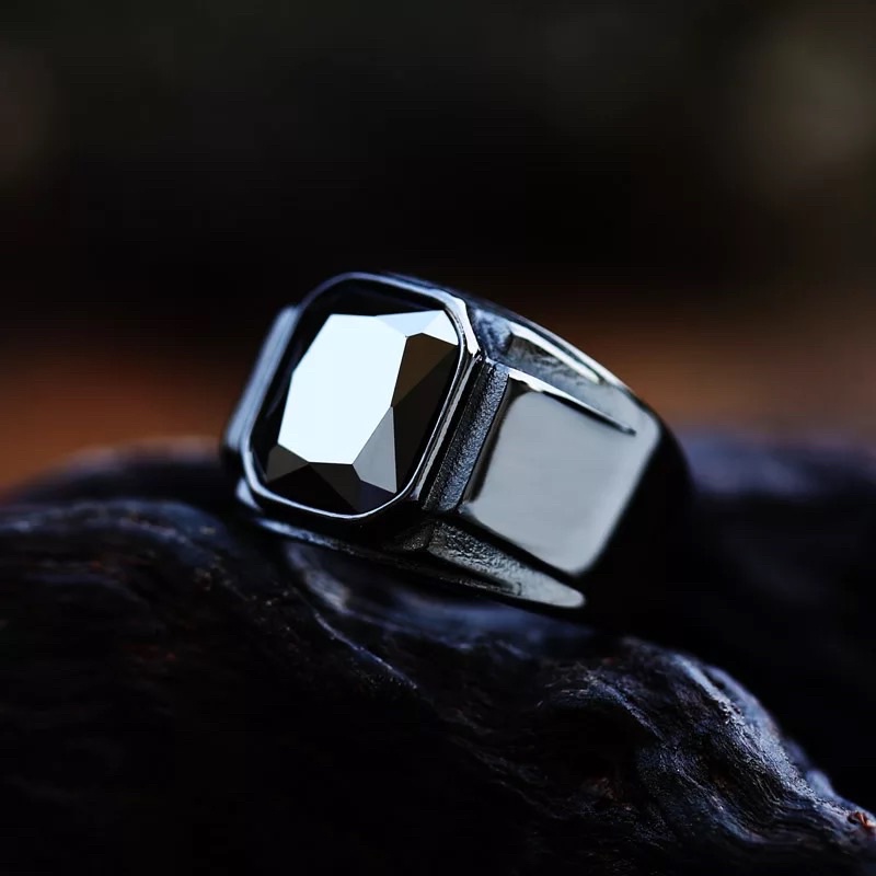 HITAM Premium Quality All Black Onyx Titanium Men's Ring, Fade and Rust ...