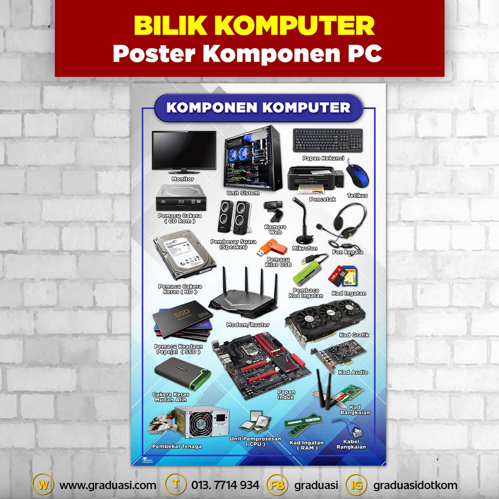 Poster Komponen Komputer, Keceriaan Sekolah & Bilik Komputer, IT #pstr ...