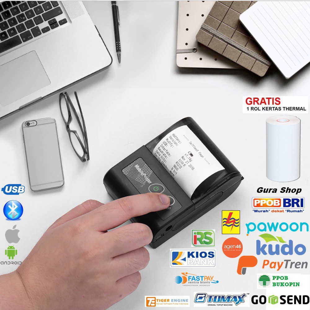 Shopee Receipt Note Printer Portable QR Code Mini Wireless Bluetooth ...