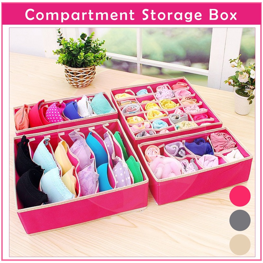 4 pcs/set Compartment Storage Box Underwear Socks Bra Foldable Cloth ...