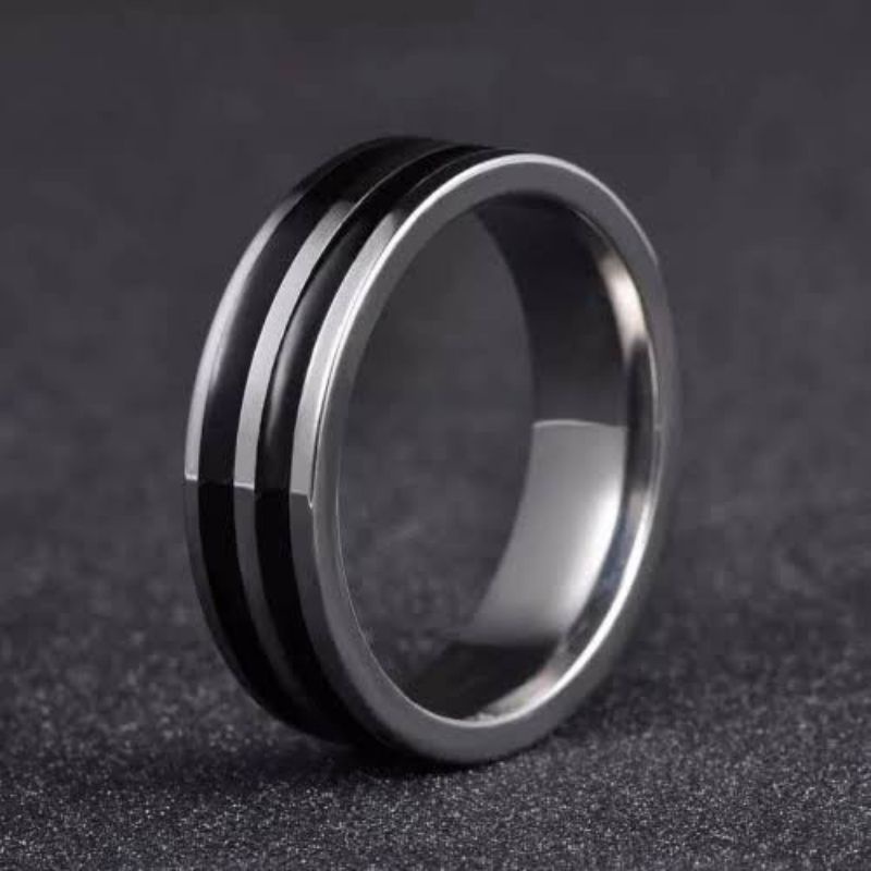 Tungsten Silver List Black Ring || Zebra Titanium Ring || 100% original ...