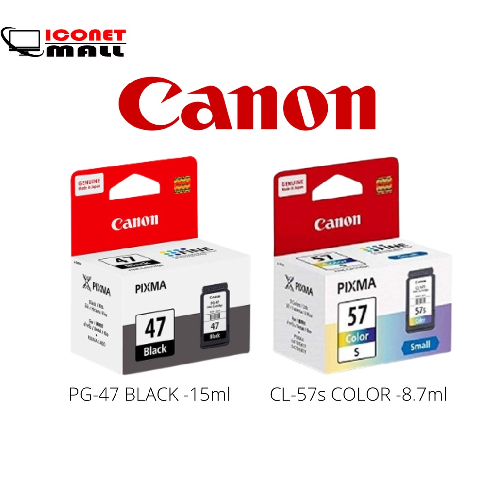 [𝐑𝐄𝐀𝐃𝐘 𝐒𝐓𝐎𝐂𝐊𝐒] Canon PG-47 Black CL-57s/57 Color Ink Cartridge for E ...