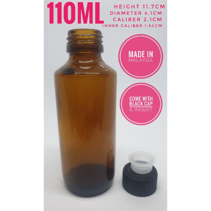 110ml/ Full 120ml Amber Glass Syrup Bottle琥珀色玻璃糖浆瓶botol sirap kaca ...
