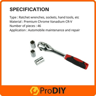 PRODIY SATAGOOD 46pcs 1/4 Inch Socket Wrench Set Ratchet Wrench Set ...