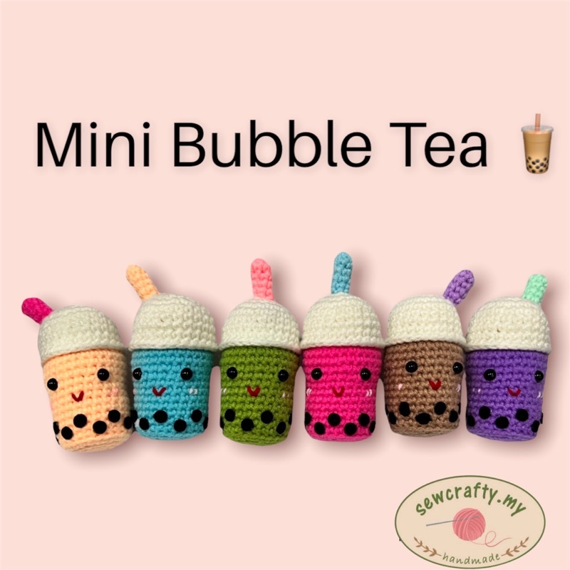 100% Handmade Mini Bubble Tea Boba Tea Keychain Keyring Crochet ...