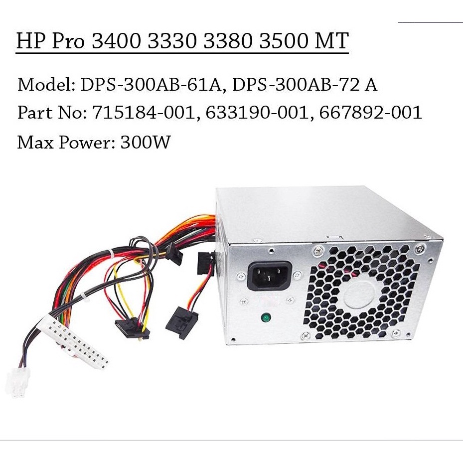 HP Pro 3000 3010 3400 3330 3380 3500 MT 280 285 400 480 490 G1 G2 G3 Pavilion 550 Power Supply ...