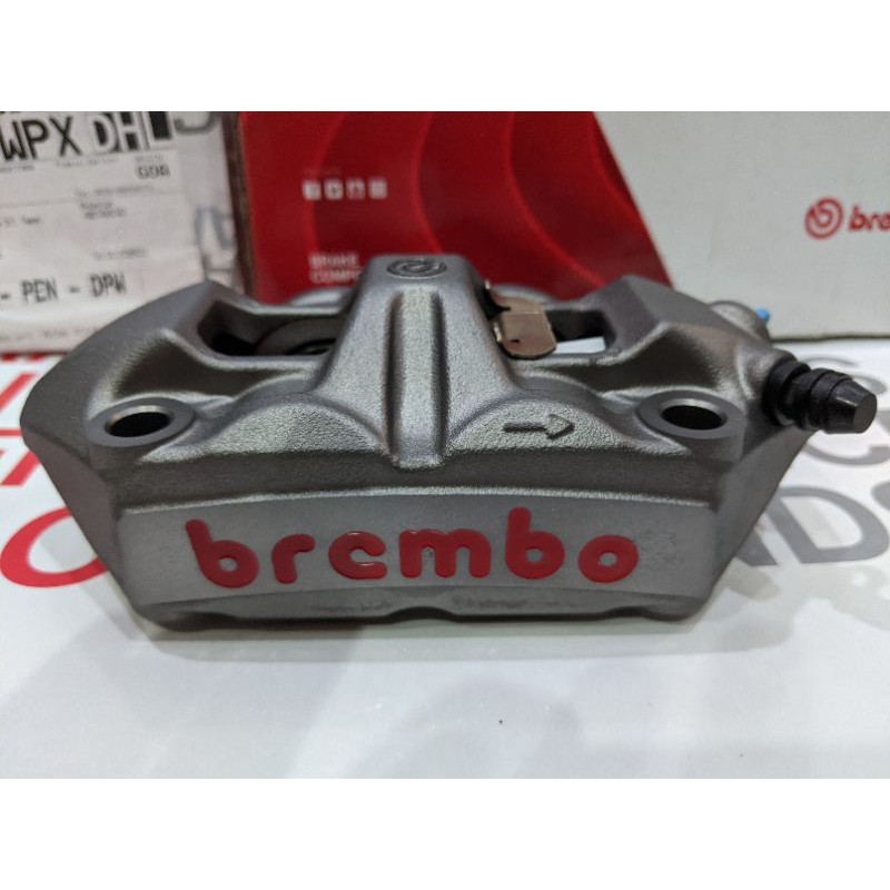 Original Brembo Monoblock M4 Radial Calipers 100mm mount, right side, colour Titanium, with pads ...
