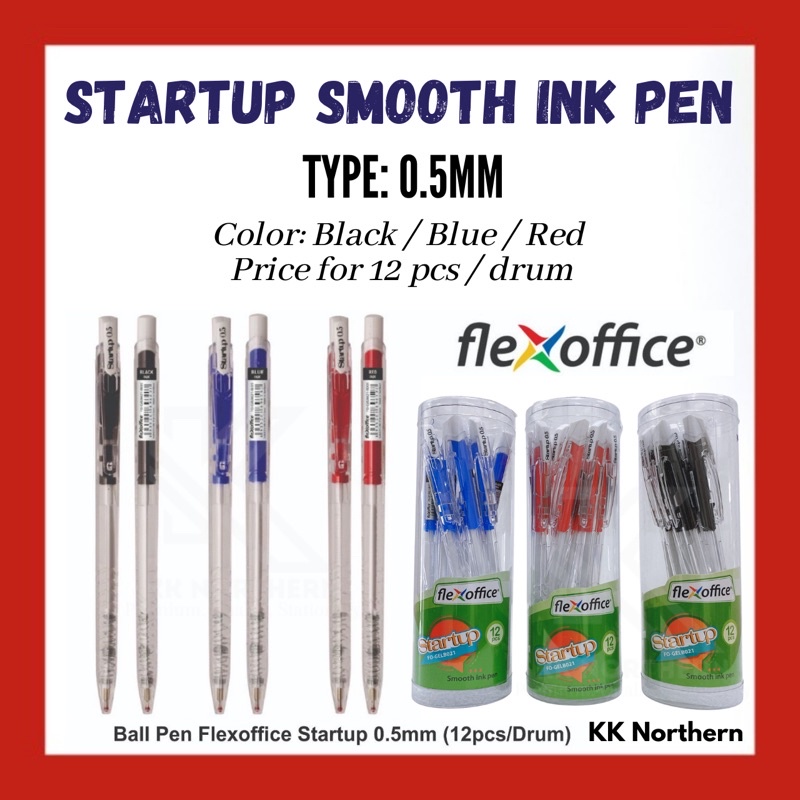 FLEXOFFICE STARTUP SMOOTH INK PEN 0.5mm / 0.7mm(12 pcs/Drum ...