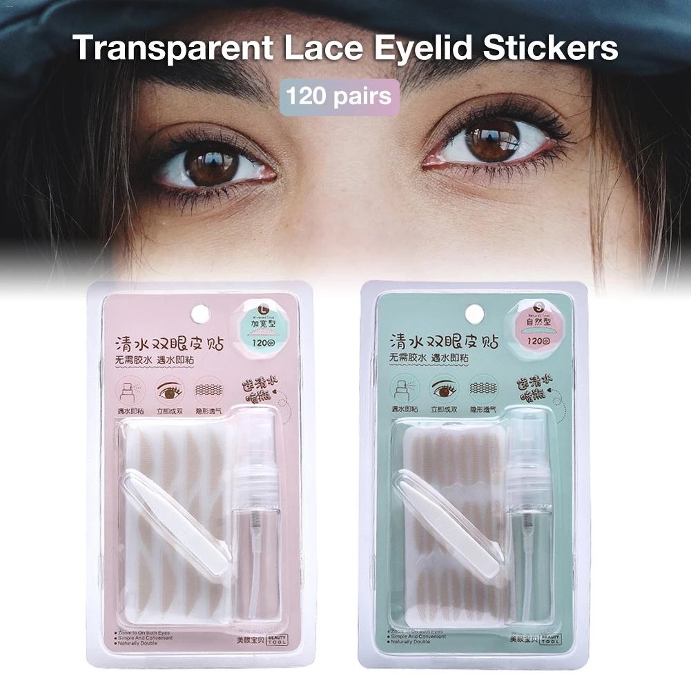 Natural Mesh Lace Invisible Double-fold Eyelid Sticker / Transparent Self-adhesive Eyelid Tape ...