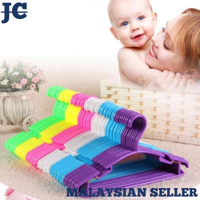 10pcs Durable Hanger Baby Cloth Plastic Clothes Rack Anti-Slip | Shopee ...