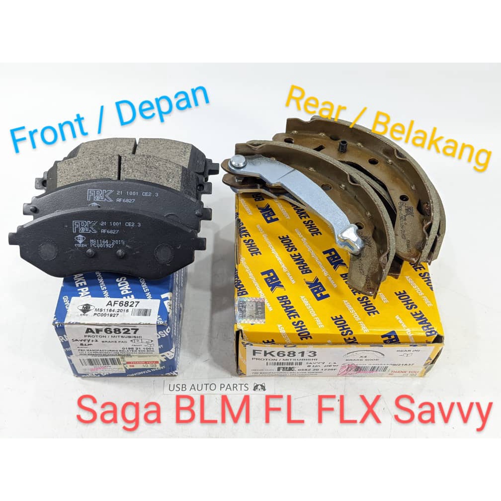Saga BLM FL FLX Savvy VVT FBK Front Disc Brake Pad / Rear Brake Shoe ...