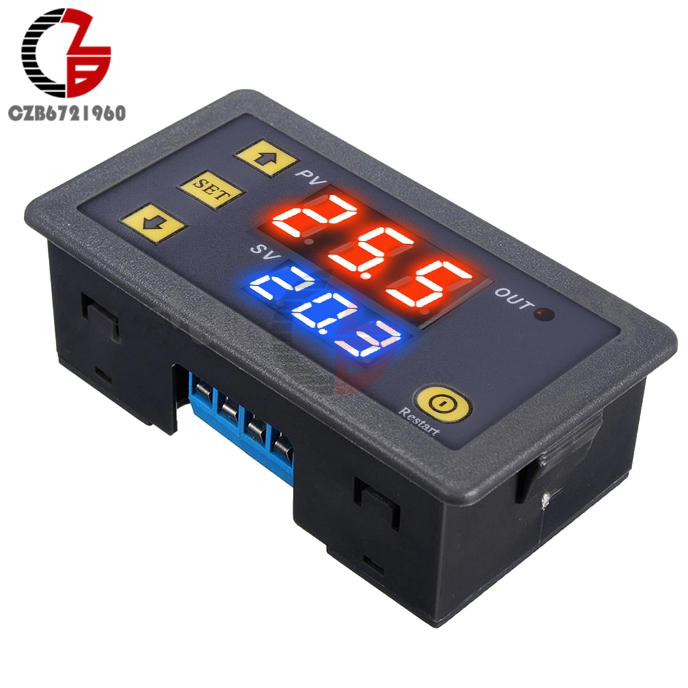 AC 110V 220V 12V Digital Time Delay Relay Dual LED Display Cycle Timer Control Switch Adjustable ...