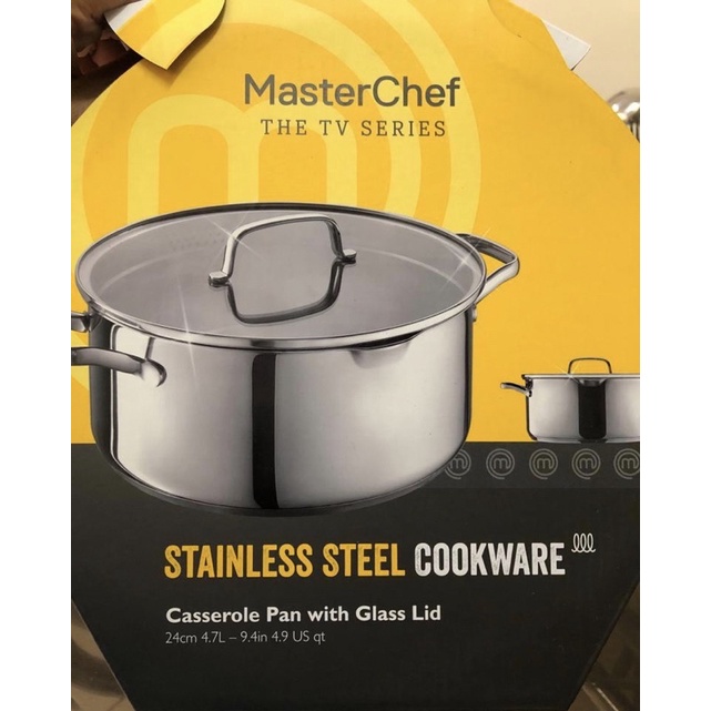 Ready Stock MasterChef Stainless Steel Cookware Caserole Pan With Glass ...
