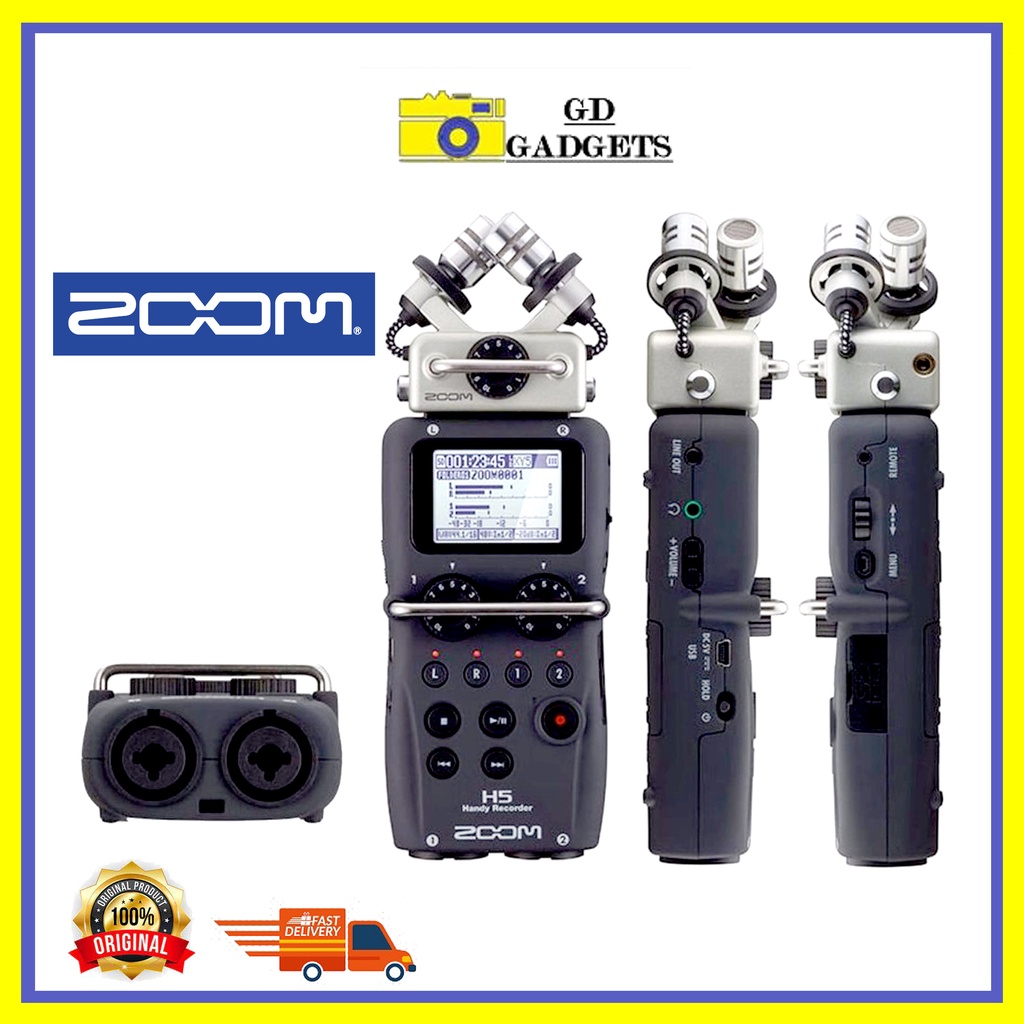 Zoom H5 / H 5 4-Input / 4-Track Portable Handy Recorder with Interchangeable X/Y Mic Capsule ...