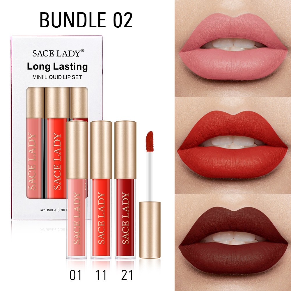 Sace Lady 3 in 1 Liquid Matte Lipstick Set 3 x 1.8ml NDS-01191 | Shopee ...