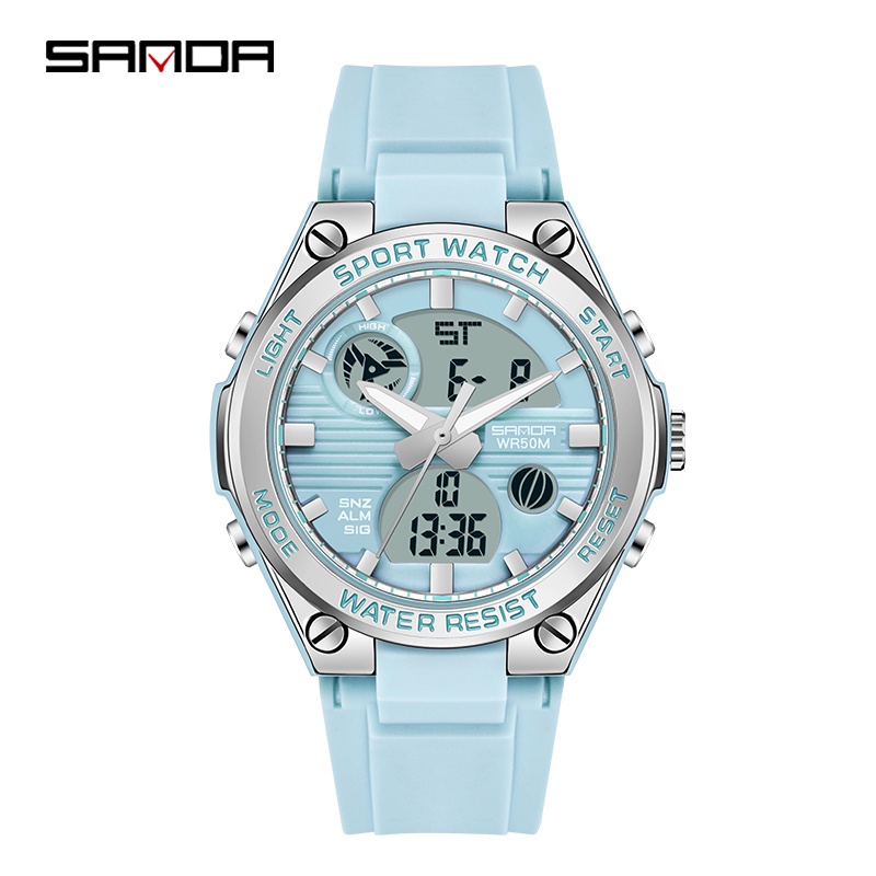 SANDA Women Watch Luxury Waterproof Quartz LED Multi-function Swimming ...