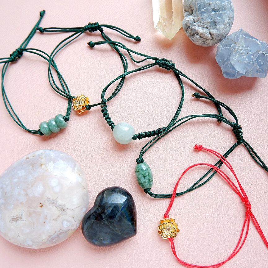 Jade and Lotus on Thread Bracelet | Shopee Malaysia