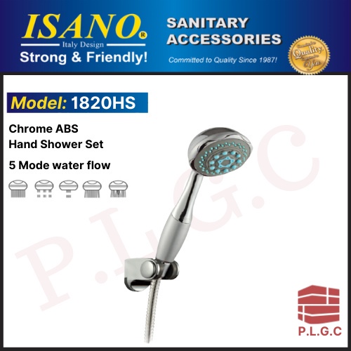 Isano 1820HS Hand Shower Set C/W Flexible hose 5 mode water flow ...